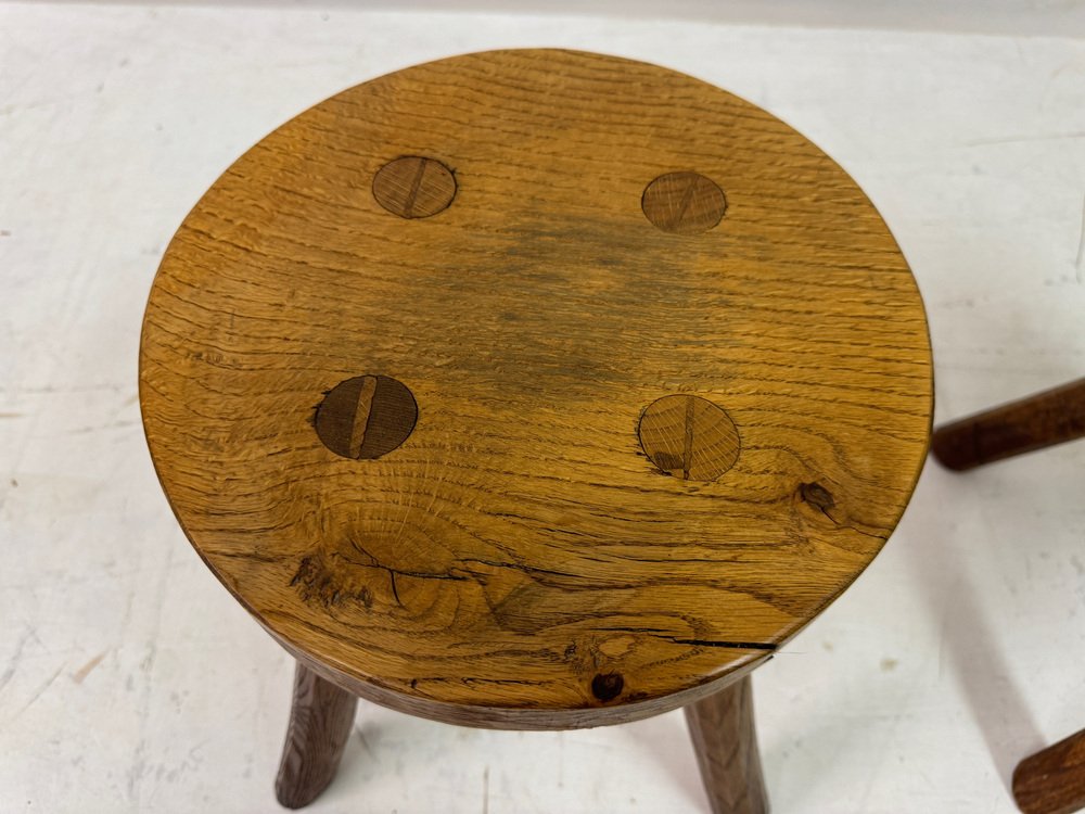 Rustic Oak Milking Stool, 1960s for sale at Pamono