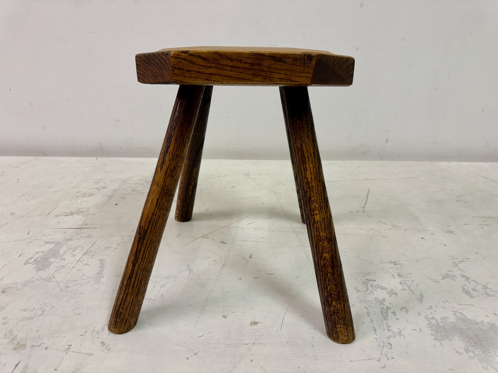 Rustic Hexagonal Oak Milking Stool, 1960s for sale at Pamono