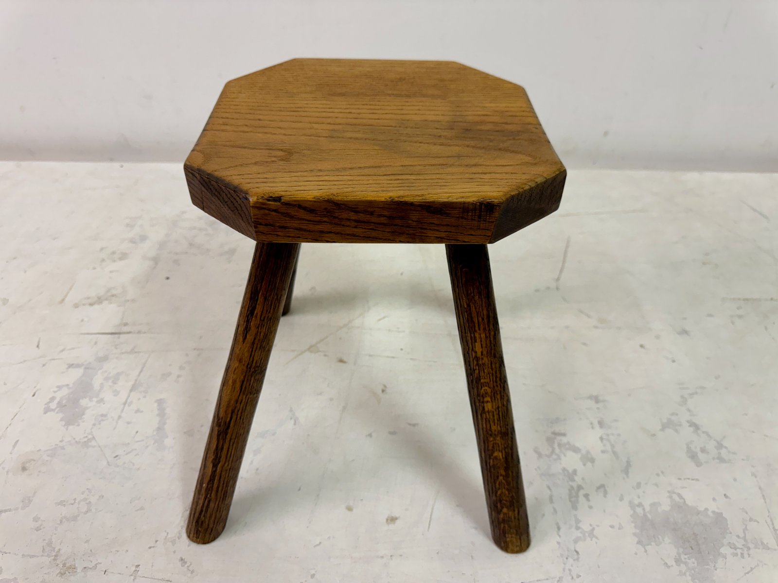 Rustic Hexagonal Oak Milking Stool, 1960s for sale at Pamono