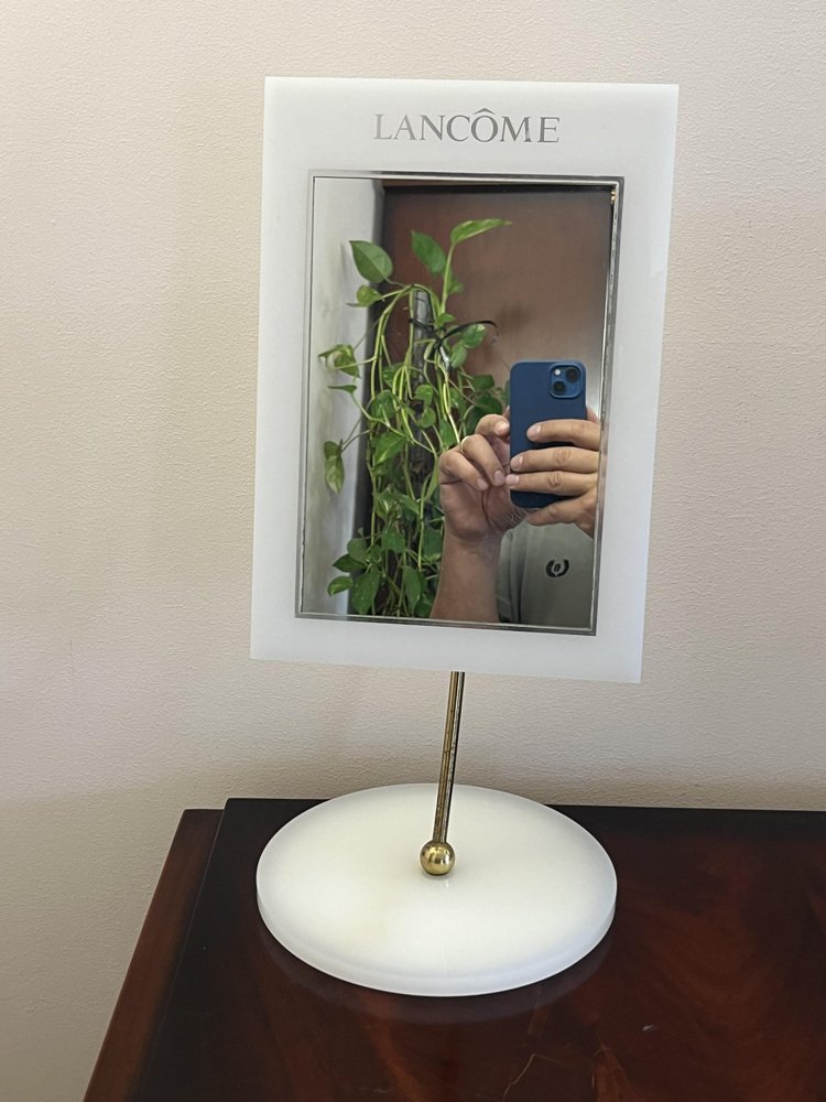 Adjustable Resin and Brass Table Mirror from Lancôme Paris, 1970s for ...