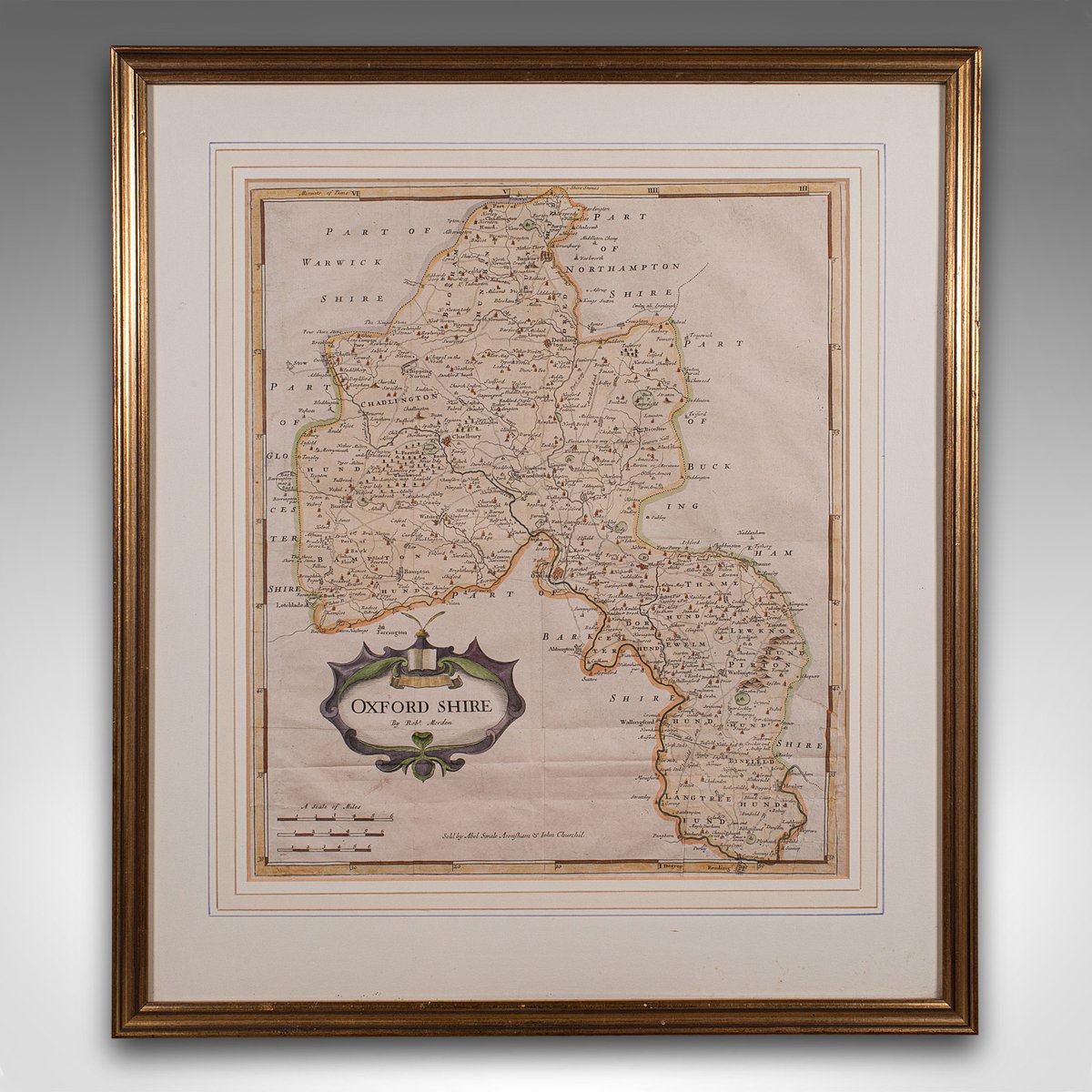 Antique English Lithography Map by Robert Morden for sale at Pamono