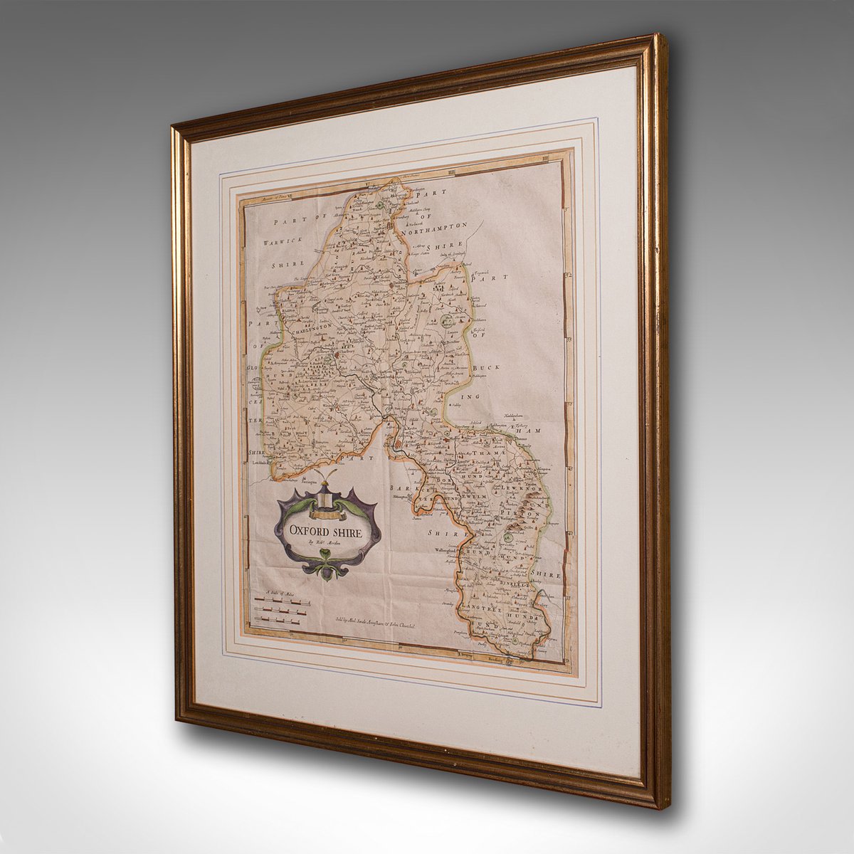 Antique English Lithography Map by Robert Morden for sale at Pamono
