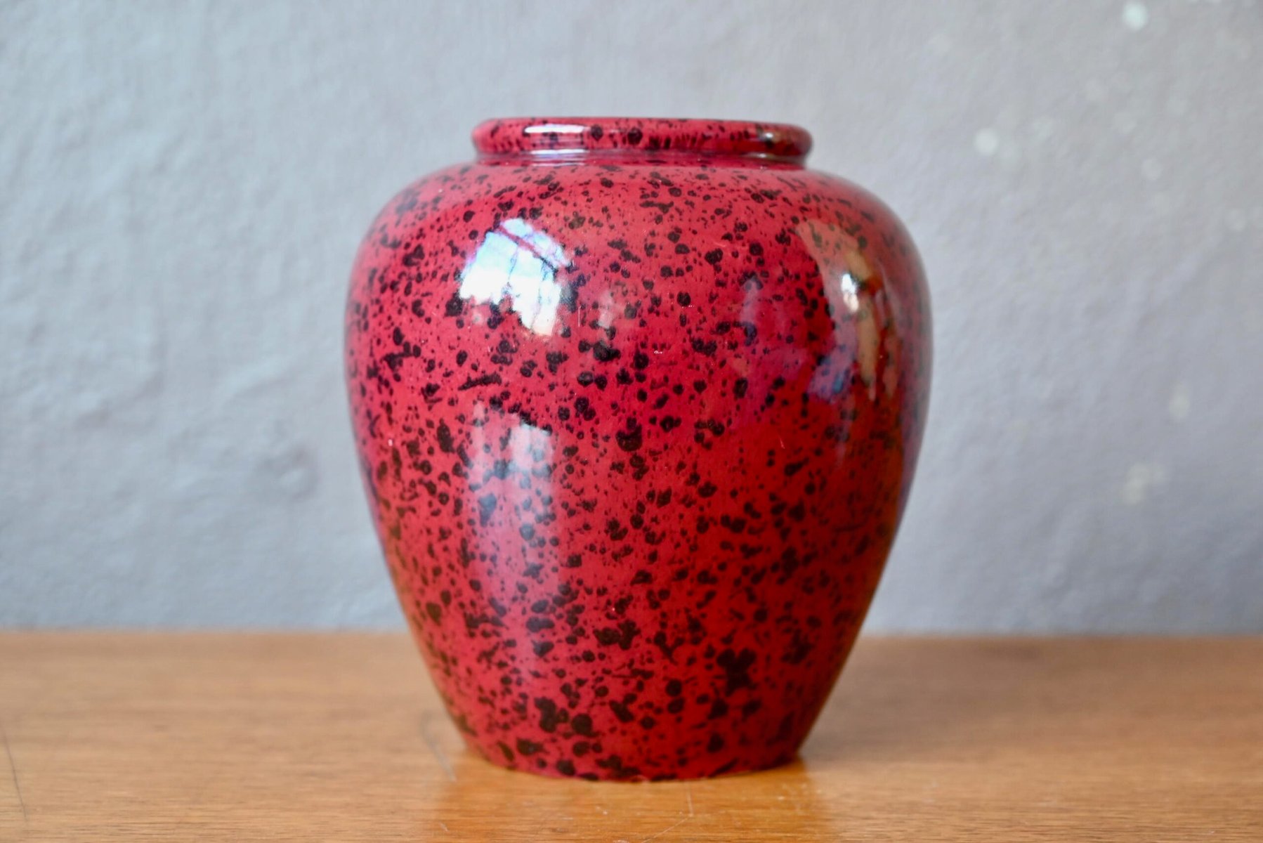 Vintage Speckled Red Vase from Scheurich, 1980s for sale at Pamono