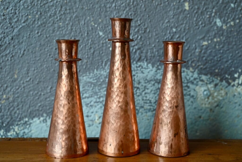 Vintage Swedish Candlesticks in Hammered Copper, Set of 3 for sale at ...