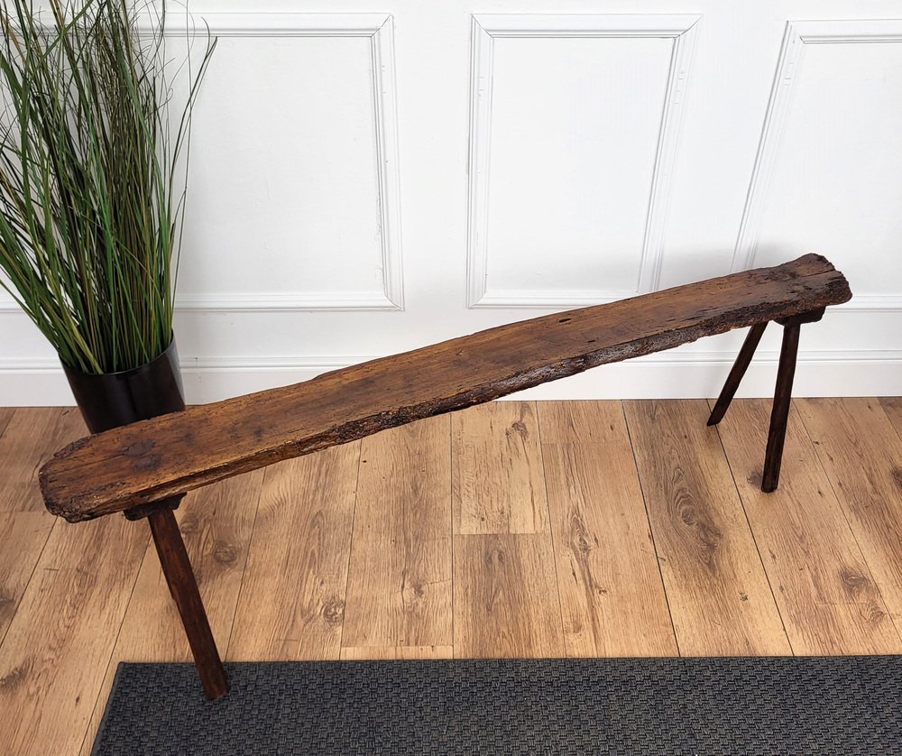 Italian Primitive Minimal Wooden Bench, 1890s for sale at Pamono