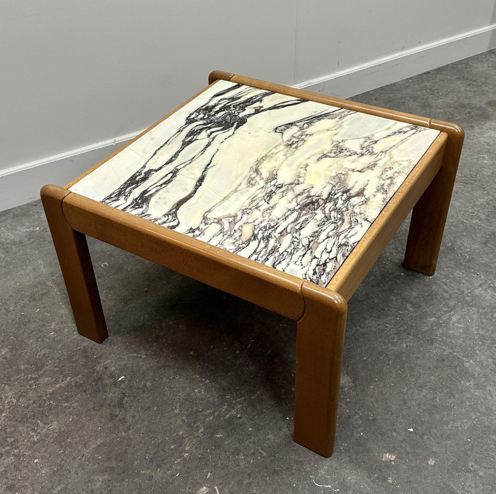 Vintage Breccia Capraia Marble Coffee Table with Wooden Frame for sale ...