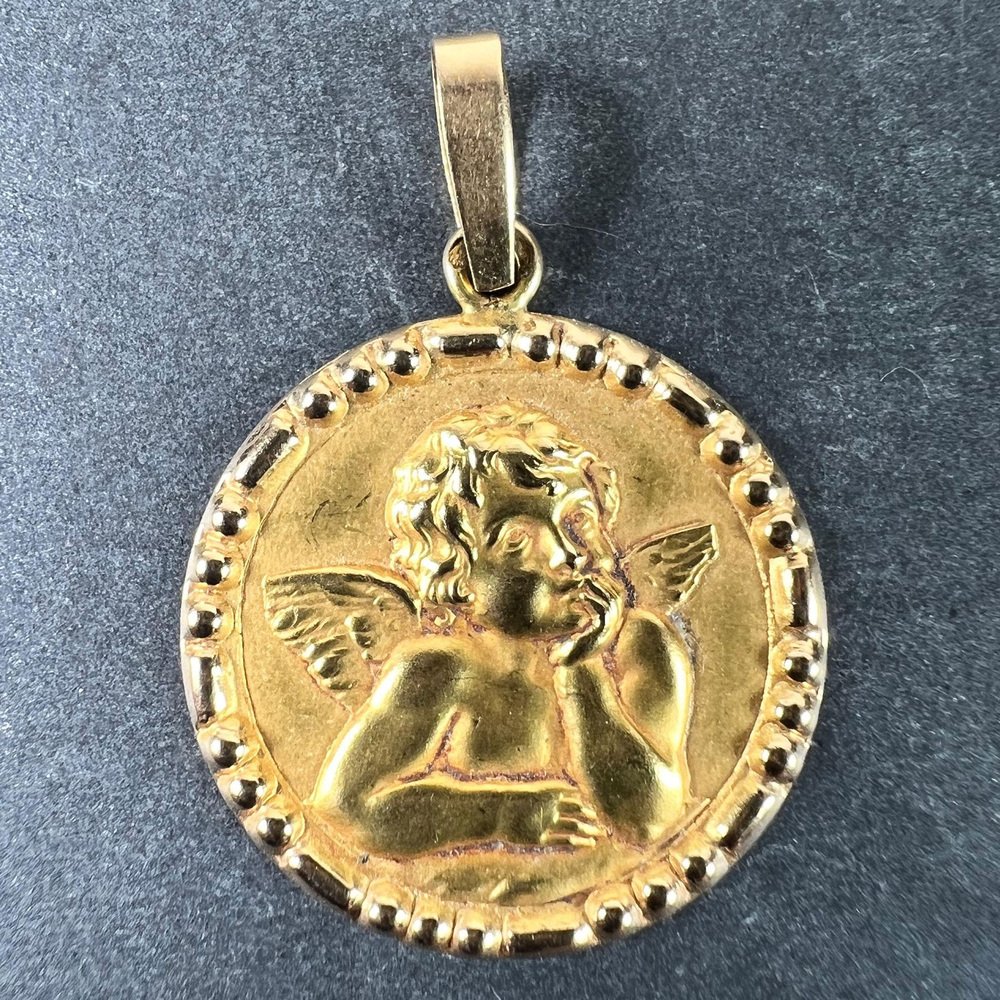 French Raphaels Cherub 18k Yellow Gold Charm Medal Pendant, 1950s for ...