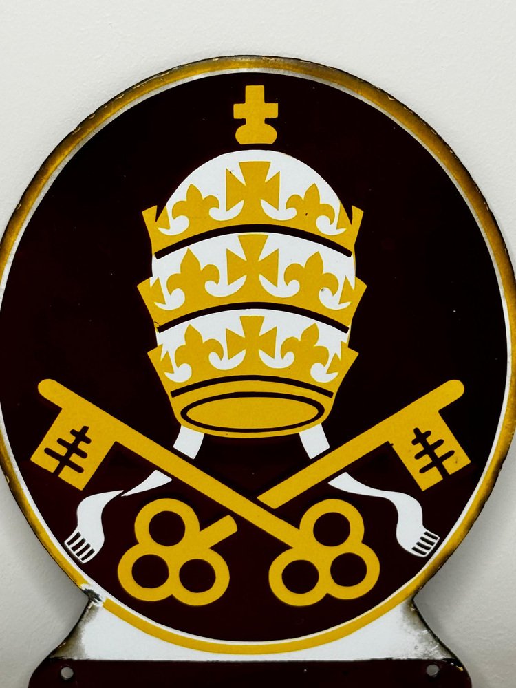 Small 20th Century Religious Enamel Sign of Pope Vatican City State for ...