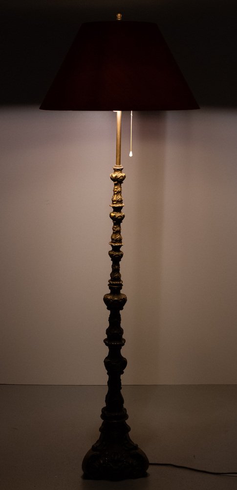 Baroque Revival Brass Floor Lamp, France, 1950s for sale at Pamono