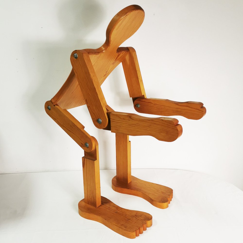 Modernist Wooden Figure Coat Rack, 1970s for sale at Pamono