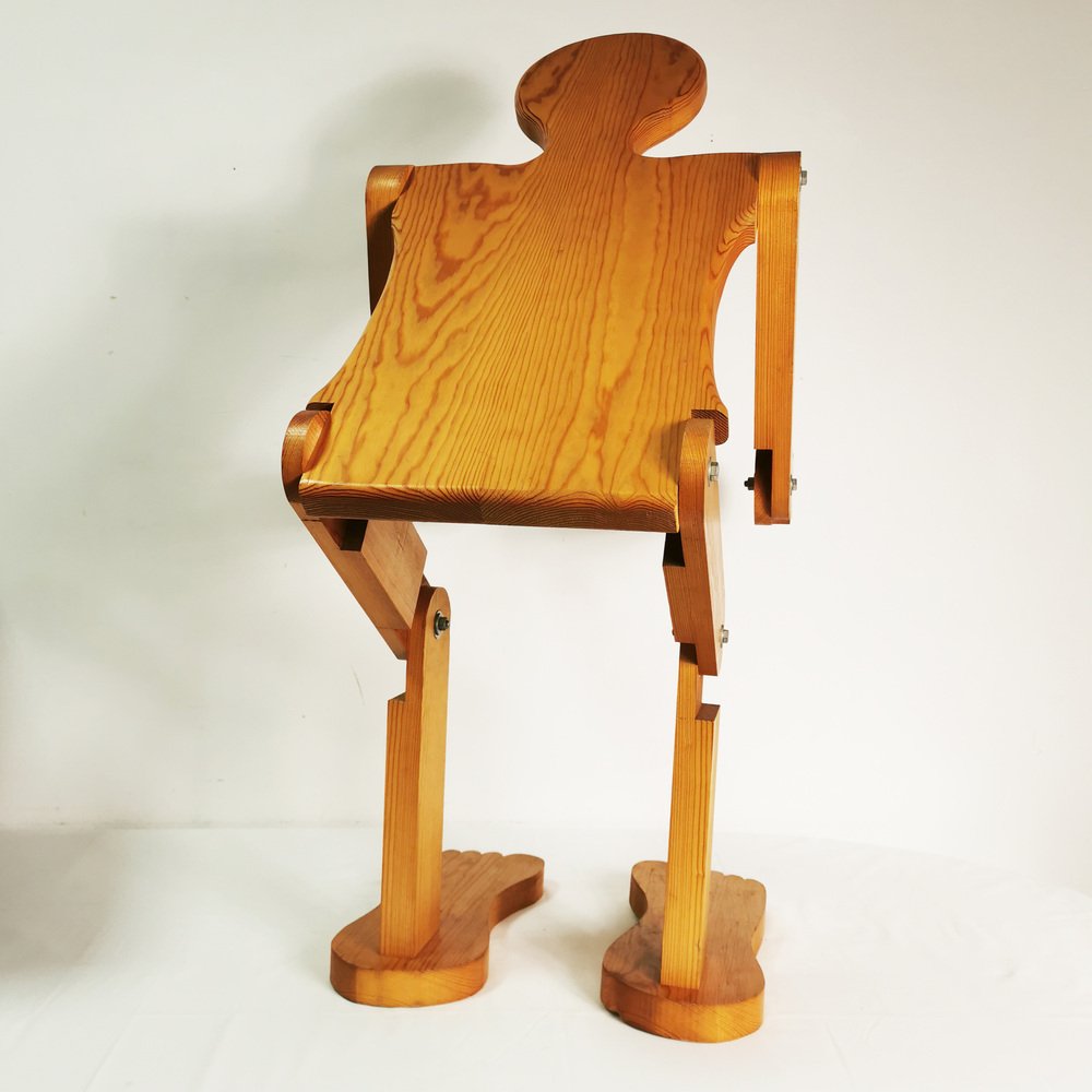 Modernist Wooden Figure Coat Rack, 1970s for sale at Pamono