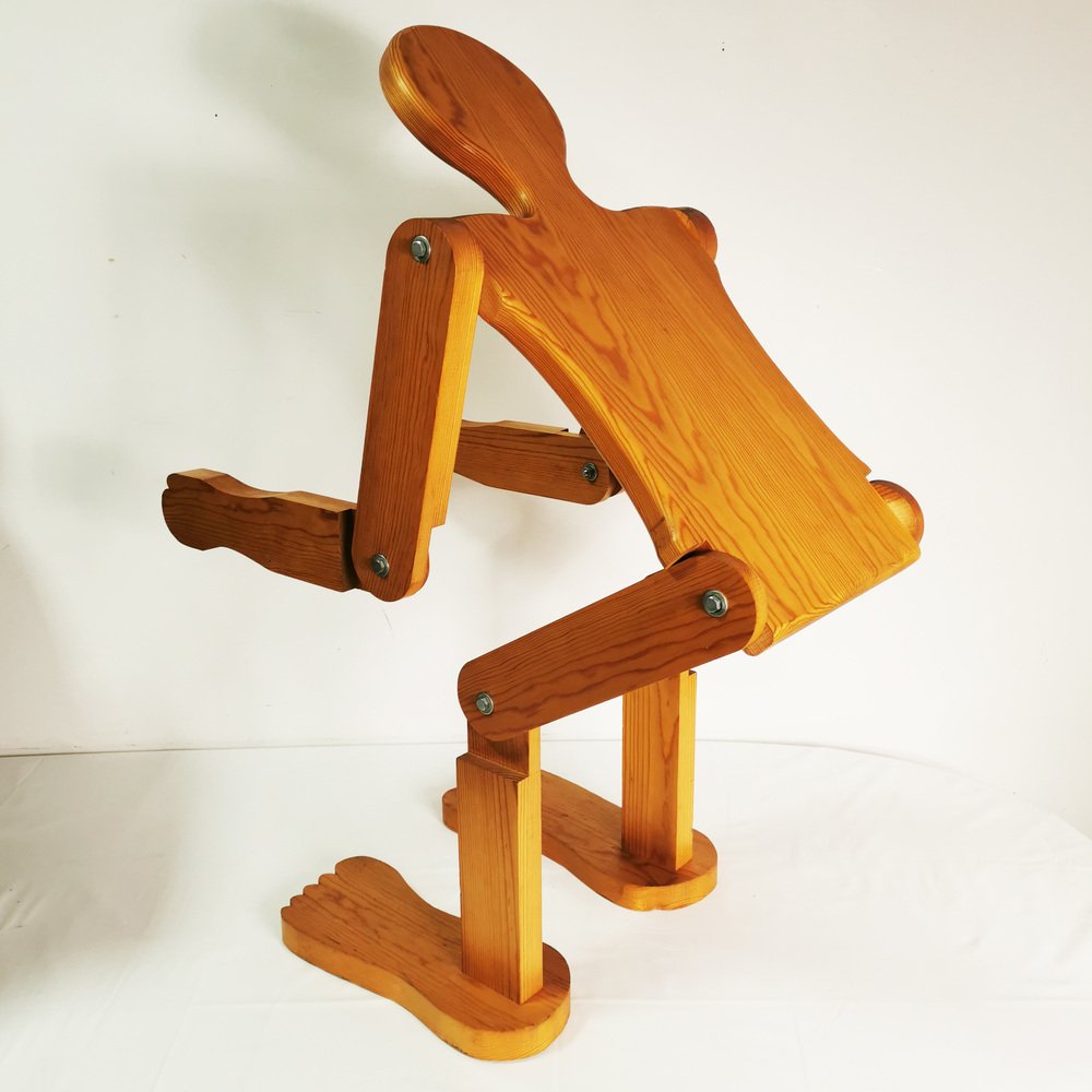 Modernist Wooden Figure Coat Rack, 1970s for sale at Pamono