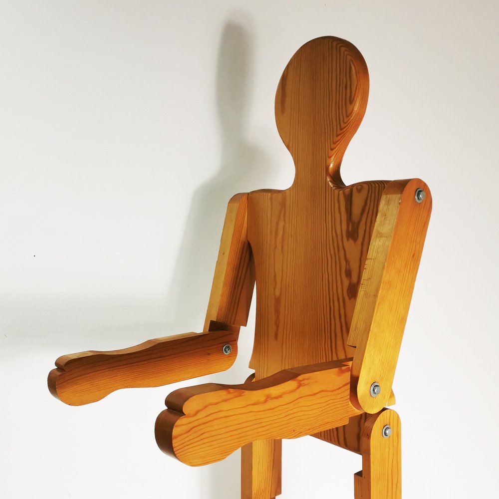 Modernist Wooden Figure Coat Rack, 1970s for sale at Pamono