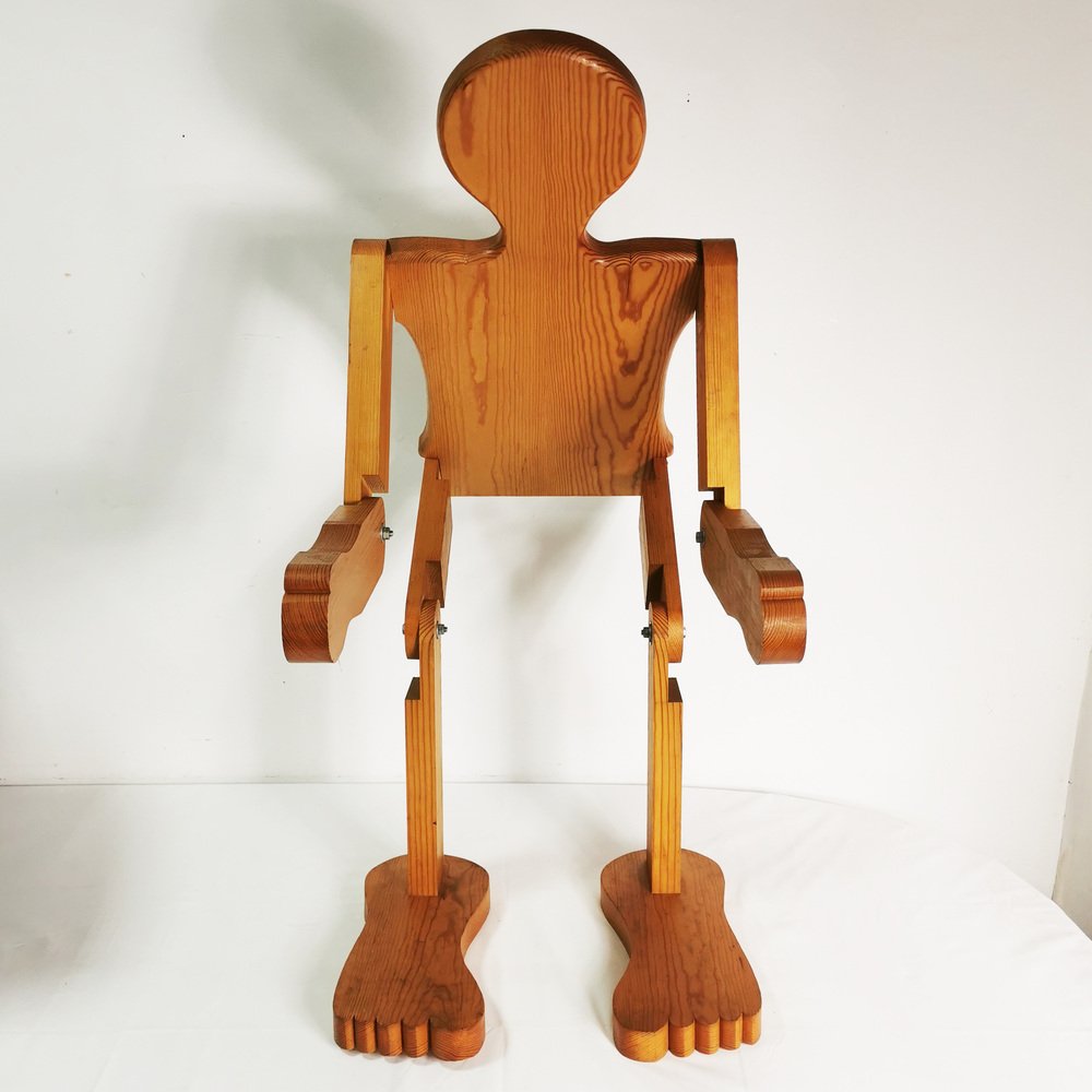 Modernist Wooden Figure Coat Rack, 1970s for sale at Pamono