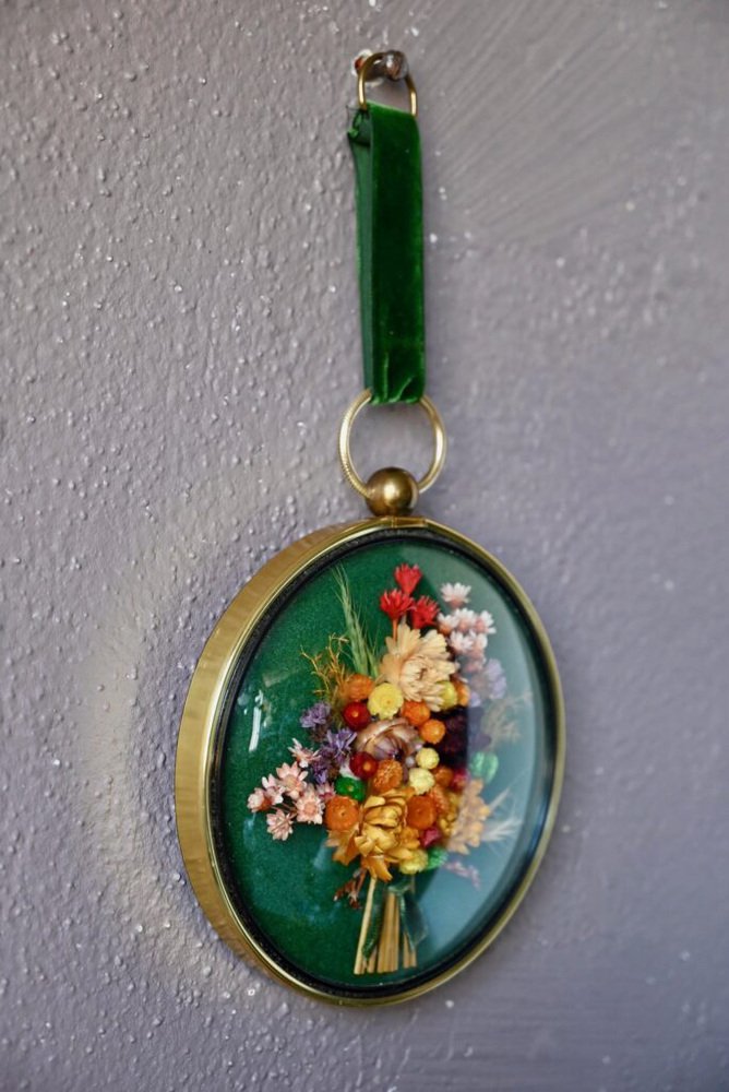 Medallion of Dried Flowers Decoration from La Viar, Göteborg, 1970s for ...
