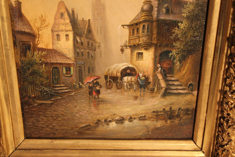 Fritz Reiss, Biedermeier Scene, 19th Century, Oil on Wood, Framed for ...