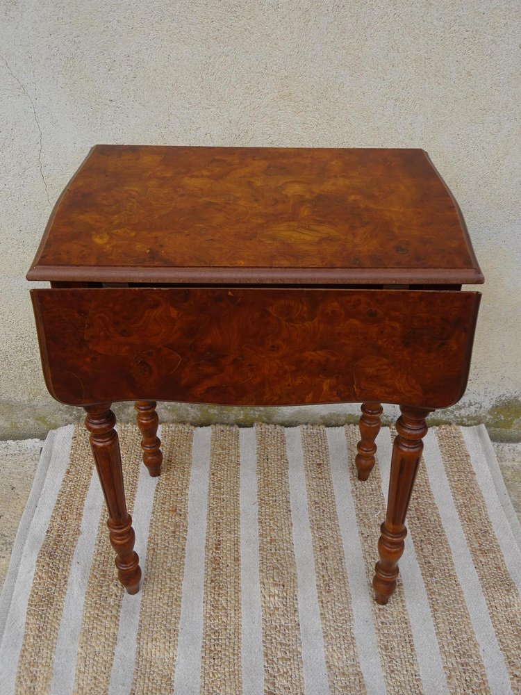 Bedside Table with Extendable Burl Walnut Top, 1920s for sale at Pamono