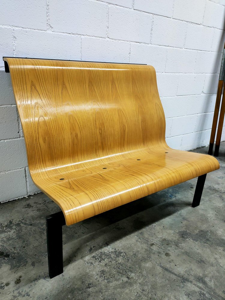 Vintage Wooden Steel Bench for sale at Pamono