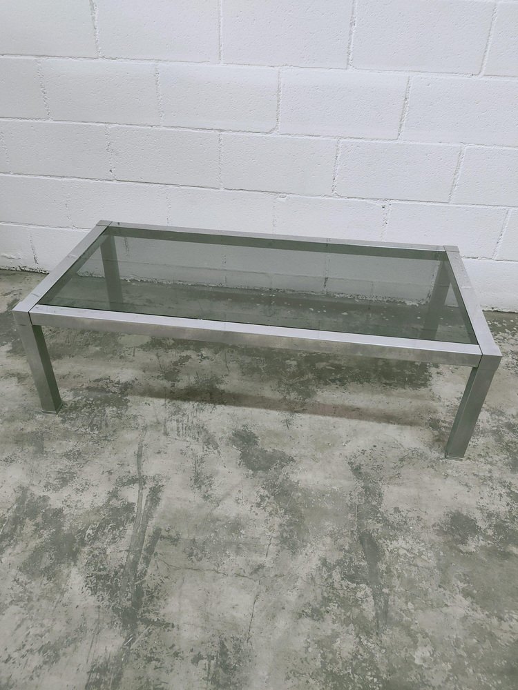 Vintage Stainless Steel Low Table for sale at Pamono