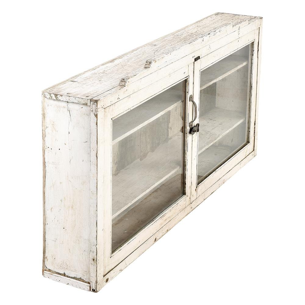 Wood Wall Display Case with White Patina for sale at Pamono
