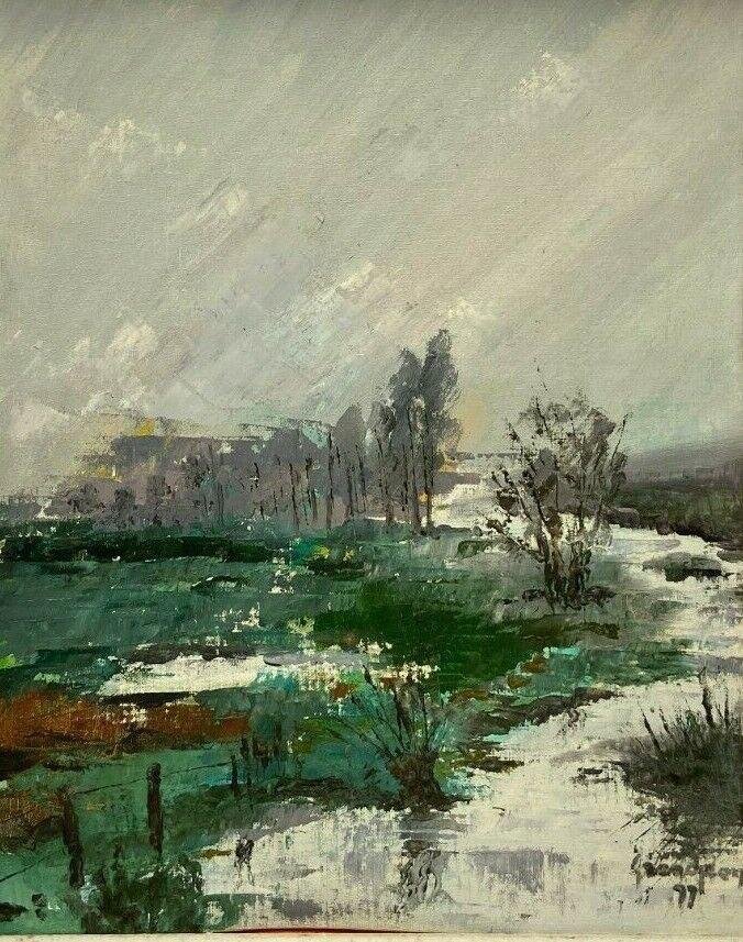 Grandjon, River Landscape, 20th Century, Oil on Panel for sale at Pamono