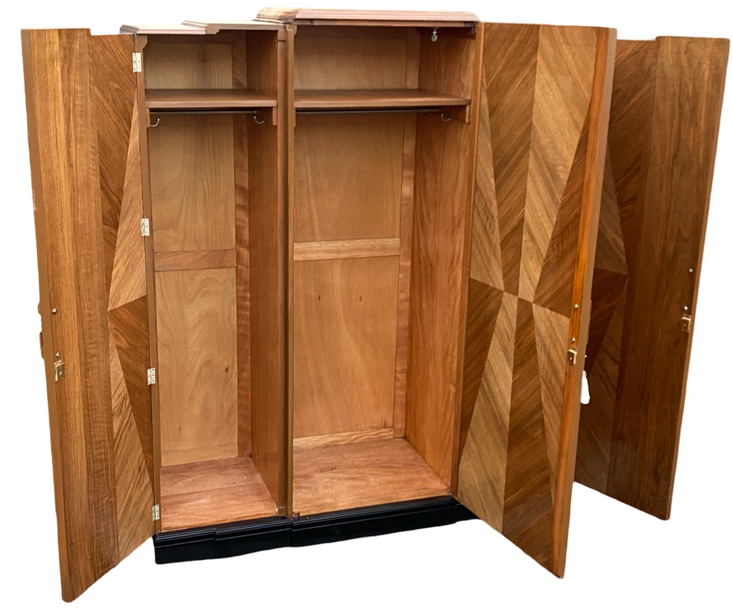 Art Deco Geometric Stepped Triple Wardrobe, 1920s for sale at Pamono