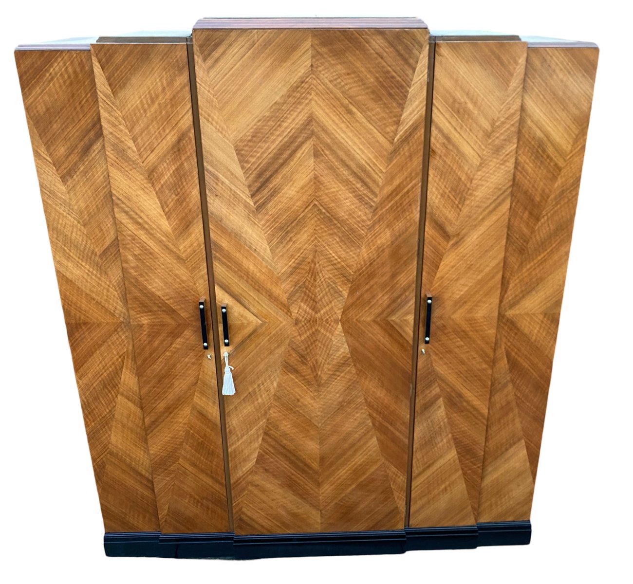Art Deco Geometric Stepped Triple Wardrobe, 1920s for sale at Pamono