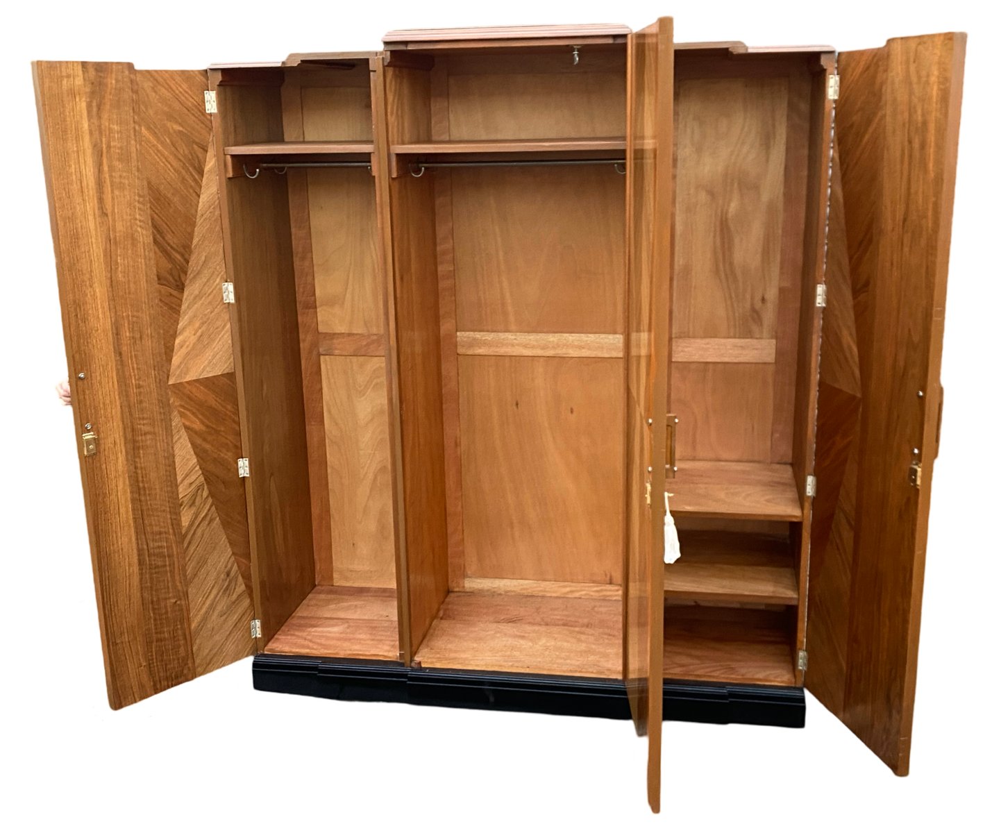 Art Deco Geometric Stepped Triple Wardrobe, 1920s for sale at Pamono