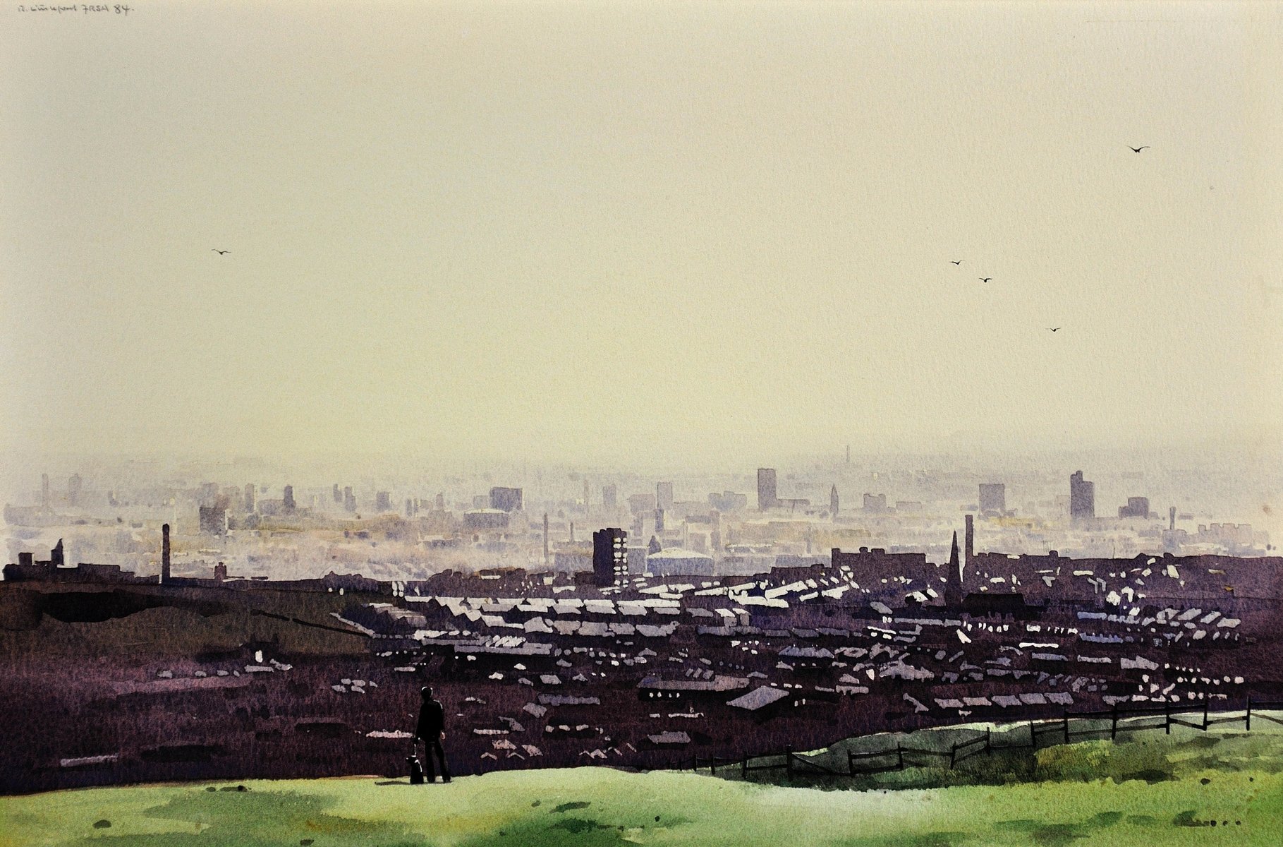 Robert Littleford, Oldham from the Surrounding Hills, 1984, Watercolour ...