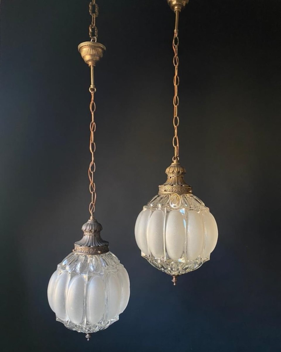 Vintage Italian Ball Hanging Light, 1960s, Set of 2 for sale at Pamono
