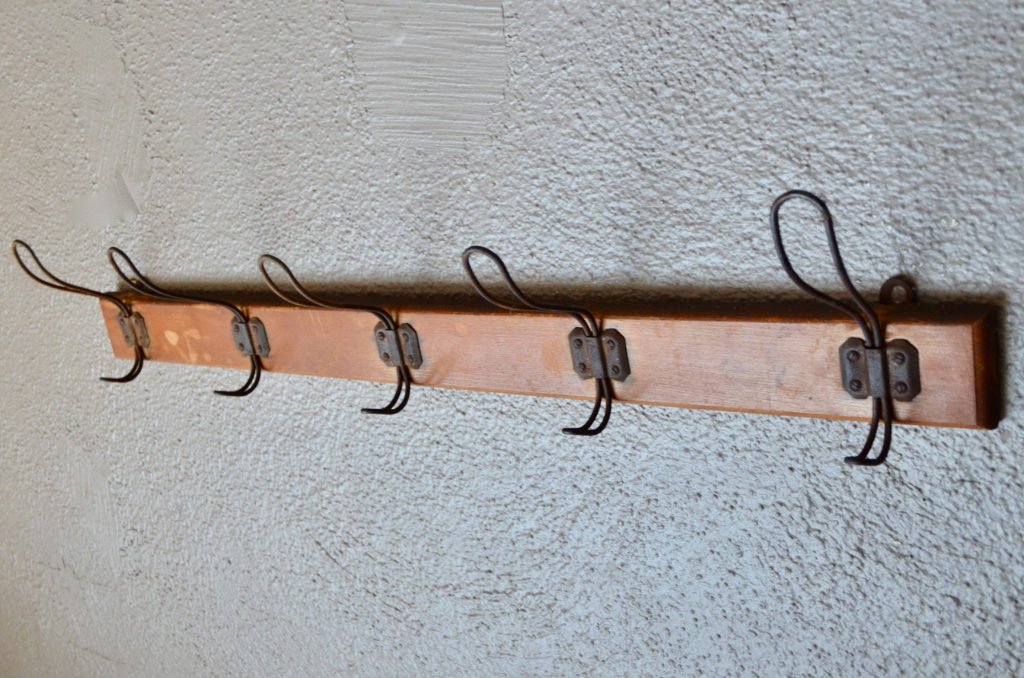 Vintage Bistro Wood and Metal Coat Rack, 1940s for sale at Pamono