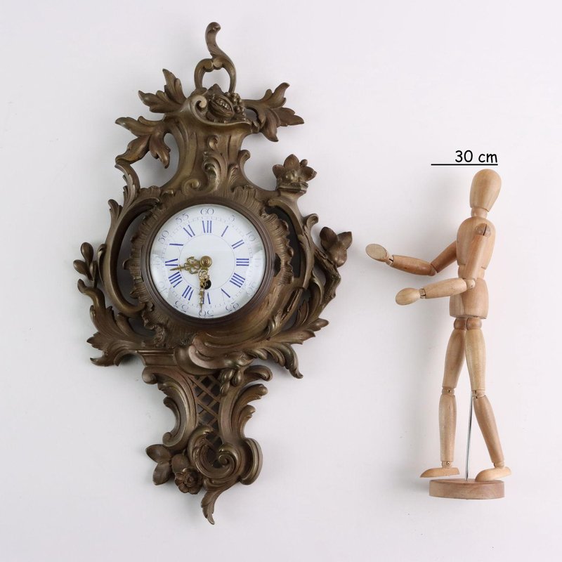 Gilded Bronze Wall Clock for sale at Pamono