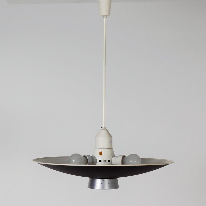 Black Metal Pendant Lamp with Diffuser by Louis Kalff for Philips ...