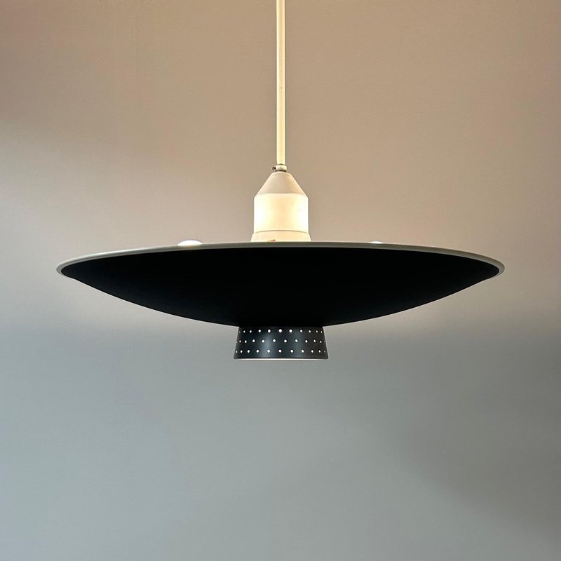 Black Metal Pendant Lamp with Diffuser by Louis Kalff for Philips ...
