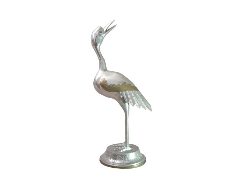Vintage Chrome Crane Bird Sculpture, 1960s for sale at Pamono