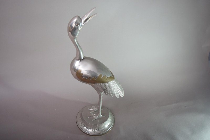 Vintage Chrome Crane Bird Sculpture, 1960s for sale at Pamono
