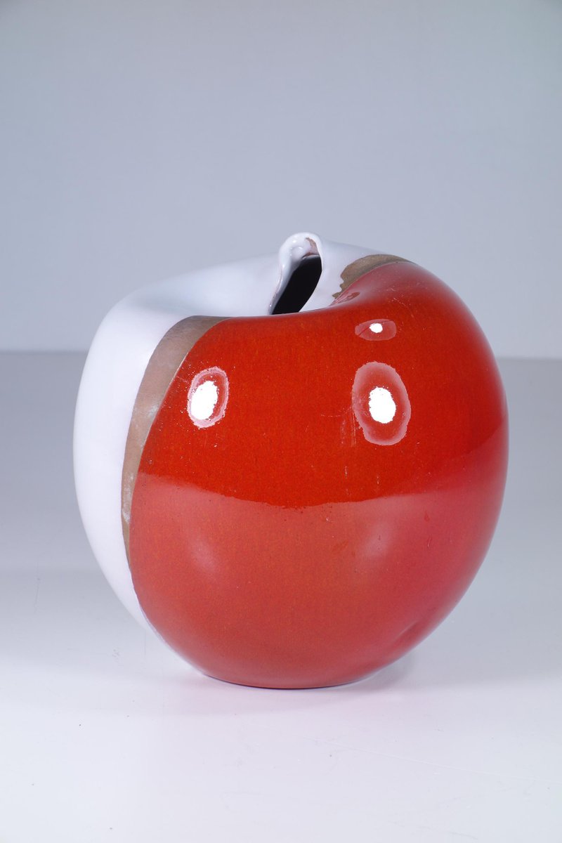 Italian Sculptural Red and White Studio Ceramic Vase by Pino Castagna ...