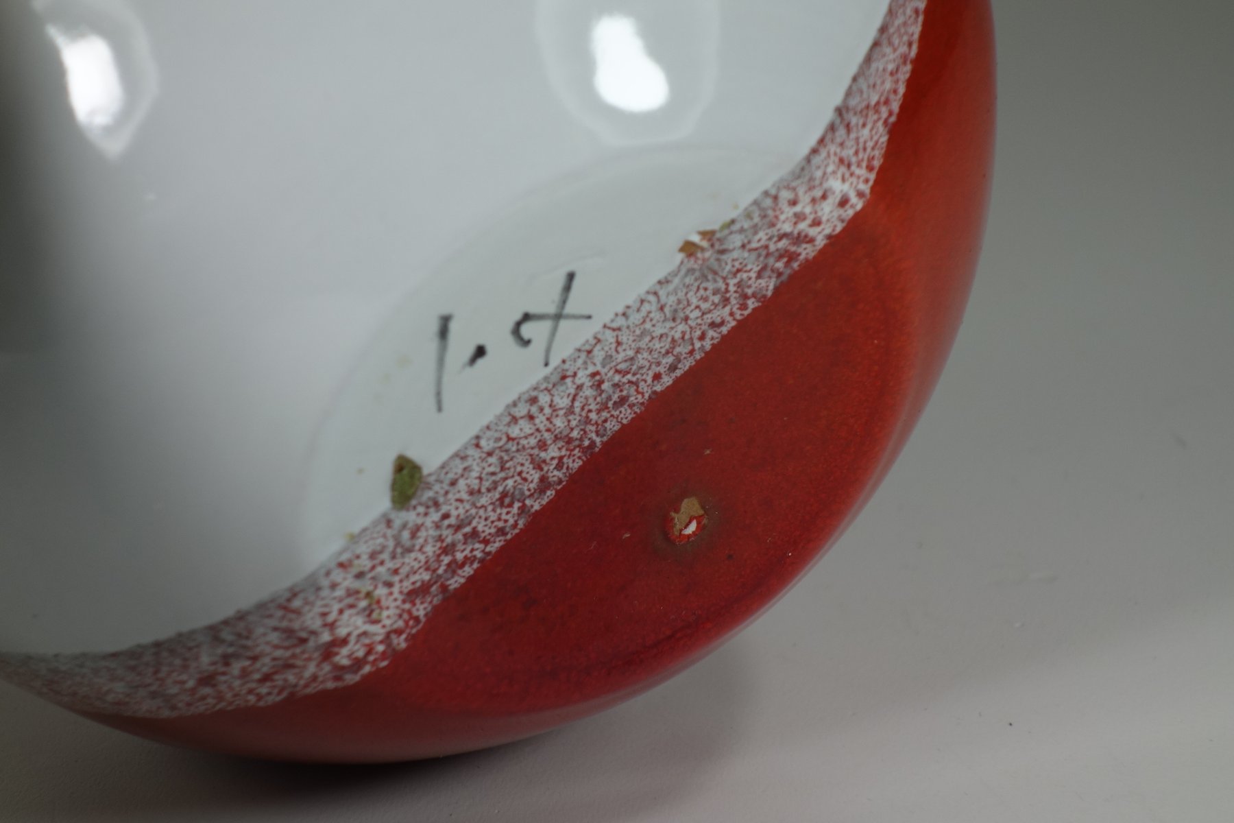 Italian Sculptural Red and White Studio Ceramic Vase by Pino Castagna ...