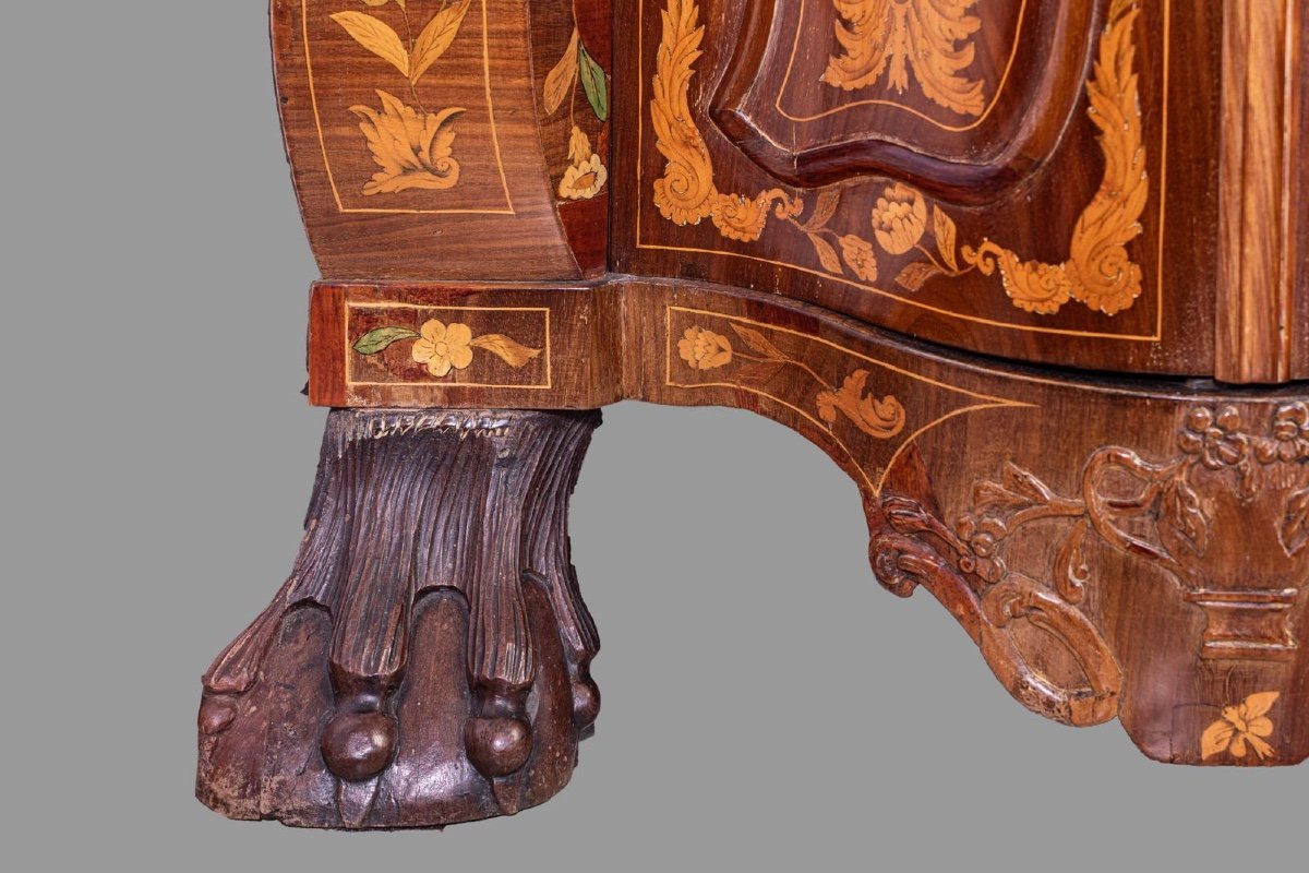Dutch Corner Cabinet in Floral Marquetry, 18th Century for sale at Pamono