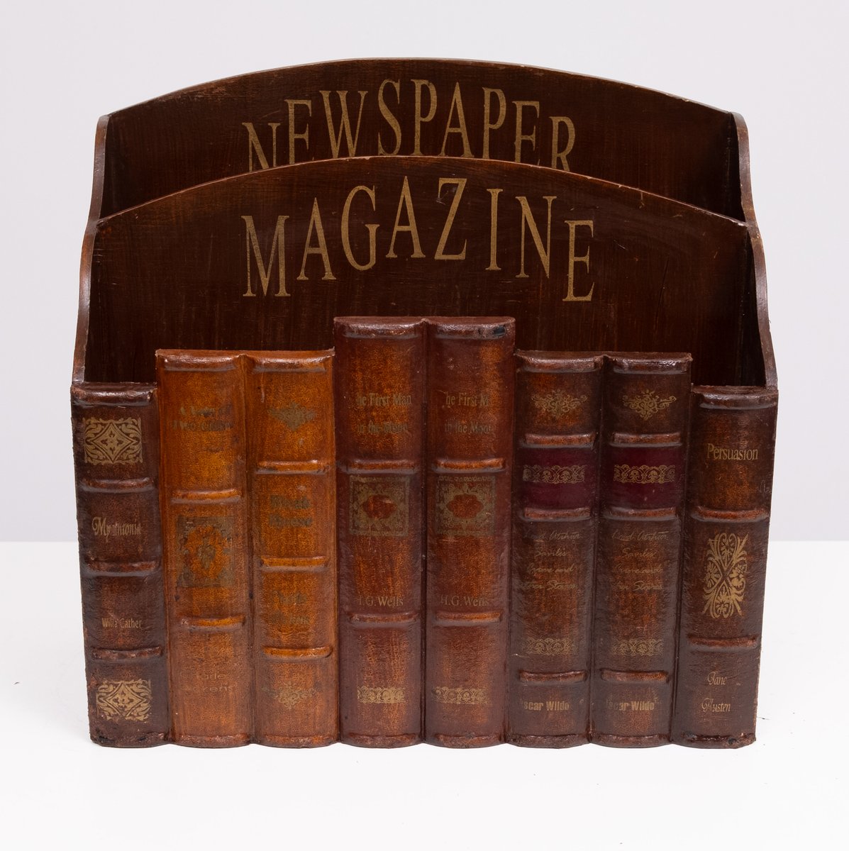 Oak Faux Book Front Magazine Holder, 1970s for sale at Pamono
