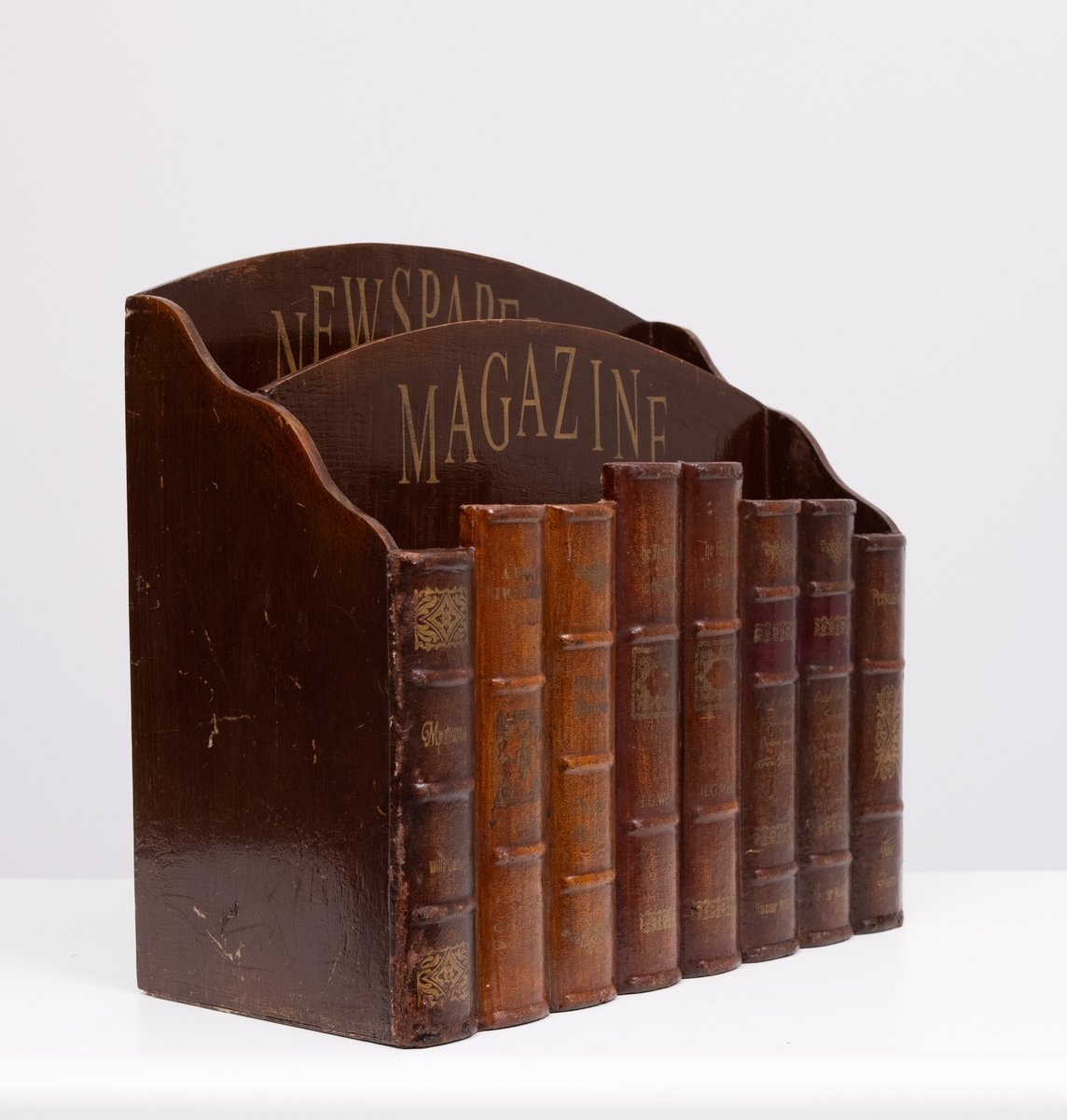 Oak Faux Book Front Magazine Holder, 1970s for sale at Pamono
