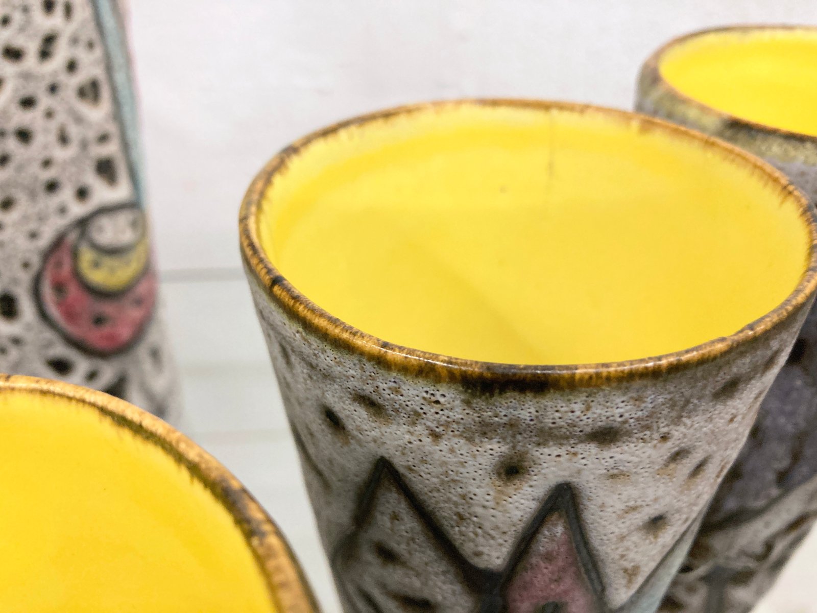 French Jug and Mugs by Marius Bessone for Vallauris, 1950s, Set of 5 ...