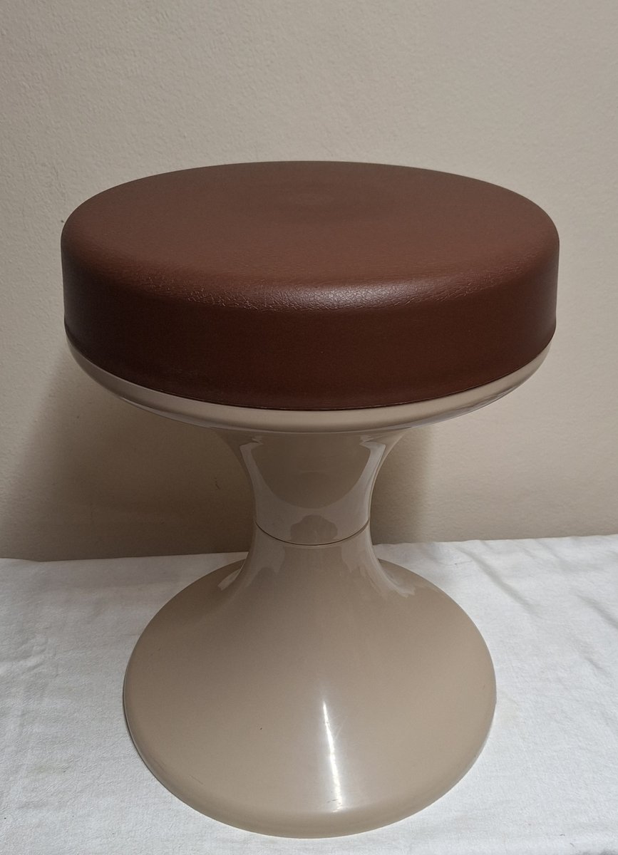 Vintage German Stool in Beige-Brown Plastic, 1970s for sale at Pamono