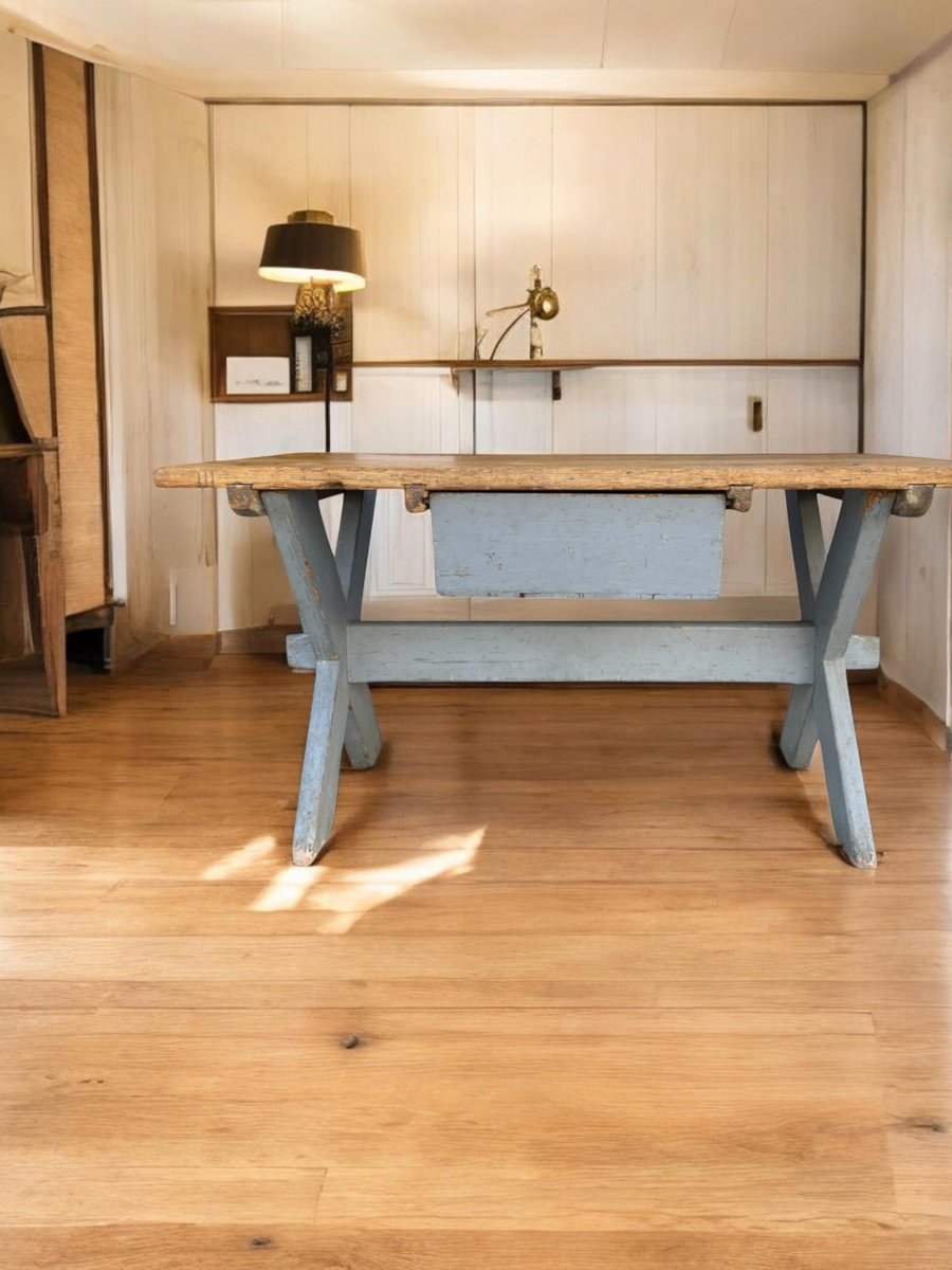 Painted X Shaped Writing Table in Fir for sale at Pamono