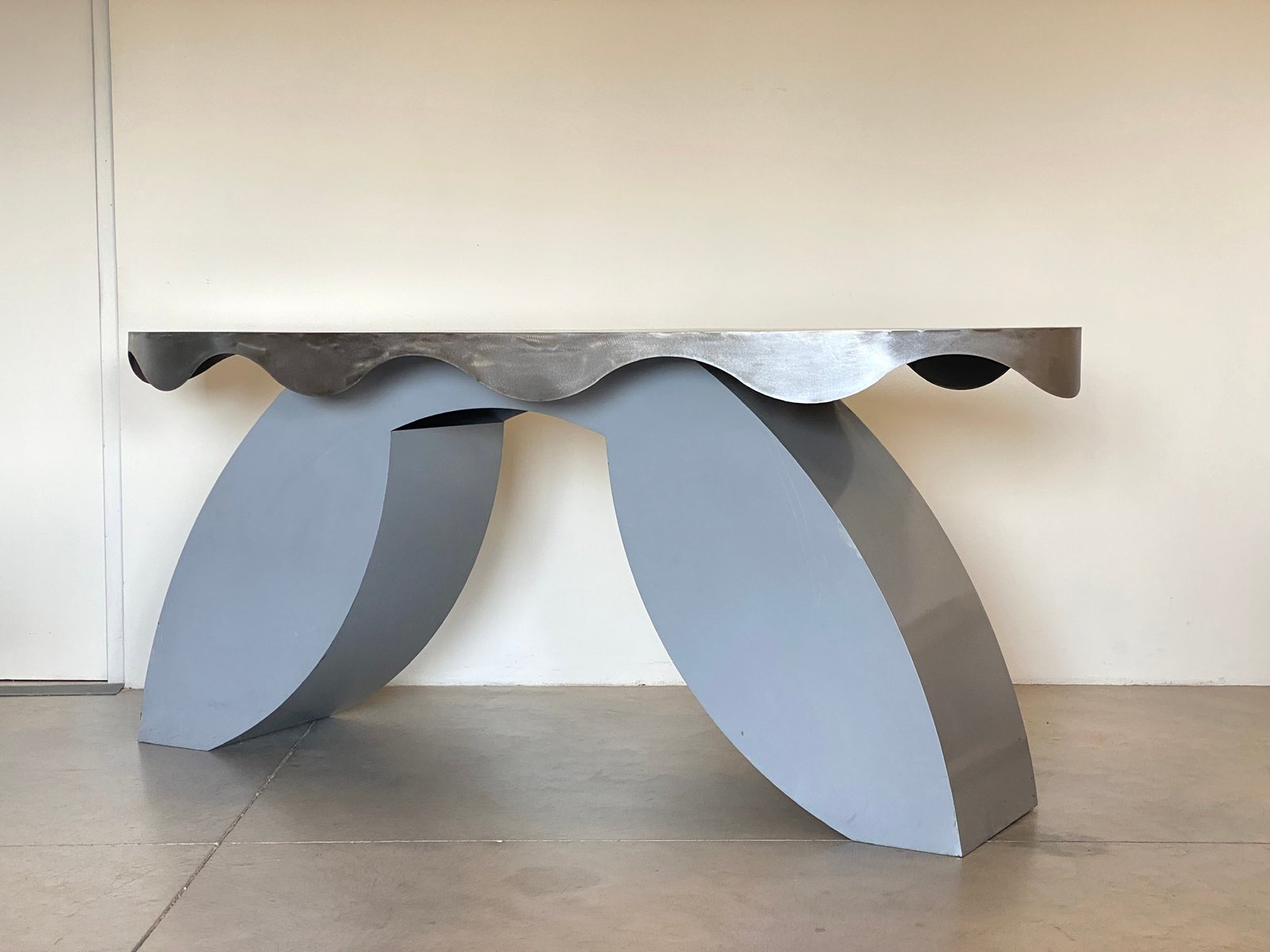 Iron and Steel Console, 1980s for sale at Pamono