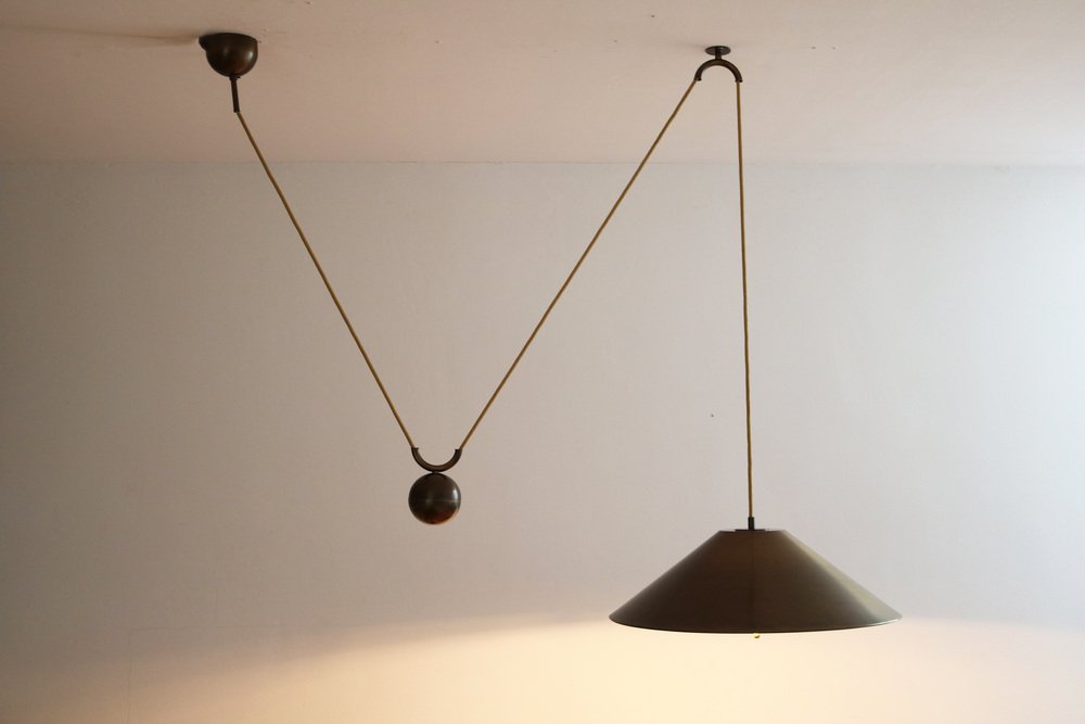 Chinese Hat Counterweight Pendant Lamp in Burnished Brass from WKR ...