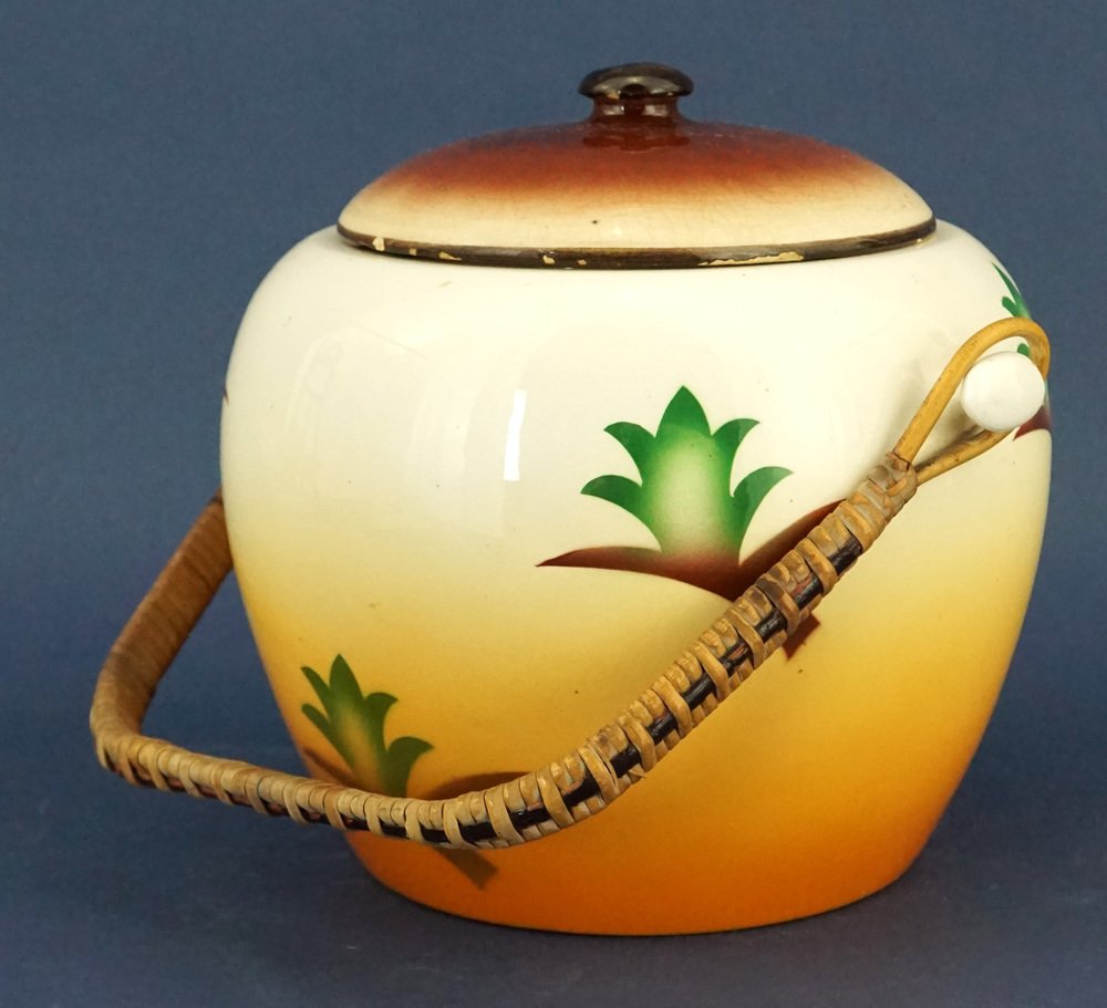 Italian Futurist Style Palmette Decoration Ceramic Biscuit Jar by ...