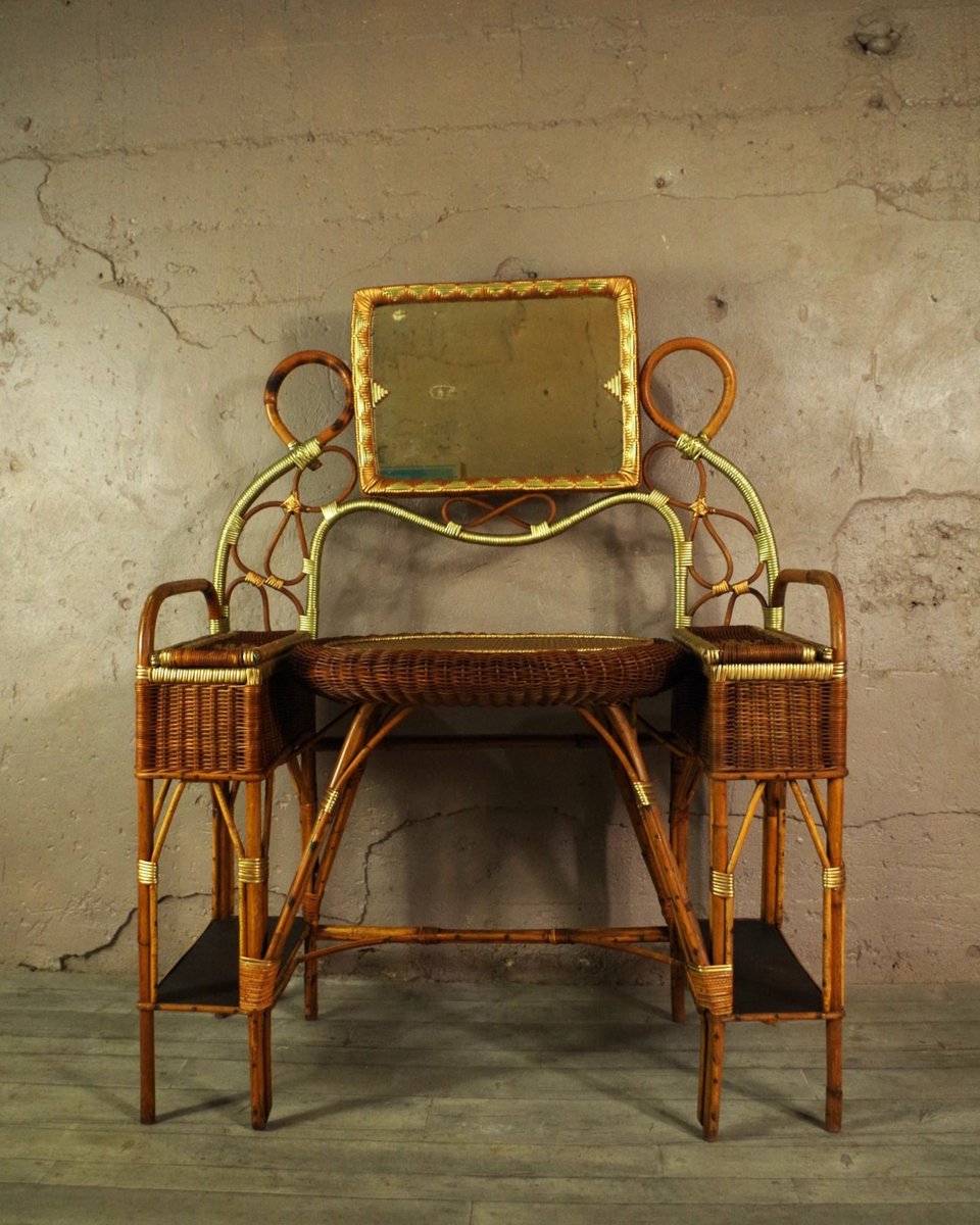 Art Deco Rattan Dressing Table, 1920s for sale at Pamono