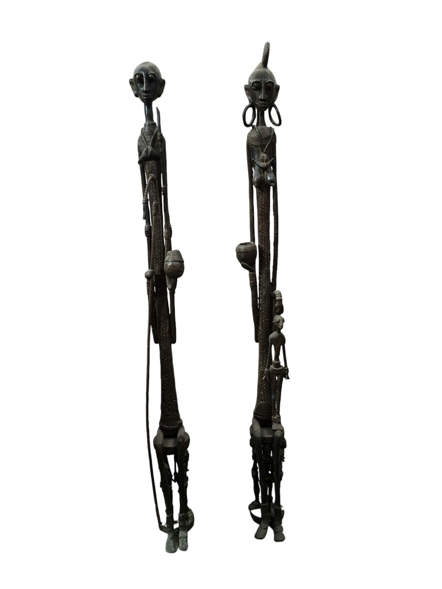 Malian Artist, Dogon Couple Statues, Pre-1800s, Bronzes, Set of 2 for ...
