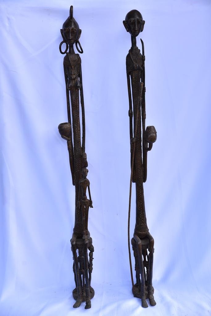 Malian Artist, Dogon Couple Statues, Pre-1800s, Bronzes, Set of 2 for ...